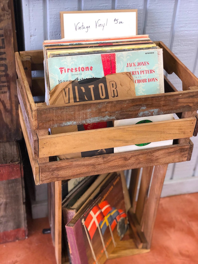 Vintage Reclaimed Wood Crate or Shelf for Lps Vinyl Storage - Etsy