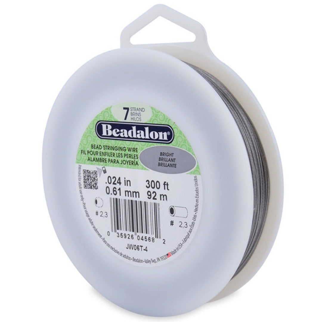 7 Strand Stainless Steel Bead Stringing Wire, .024 in / 0.61 Mm, Bright ...