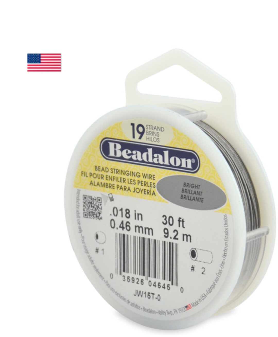 19 Strand Stainless Steel Bead Stringing Wire, .024 in / 0.61 Mm ...