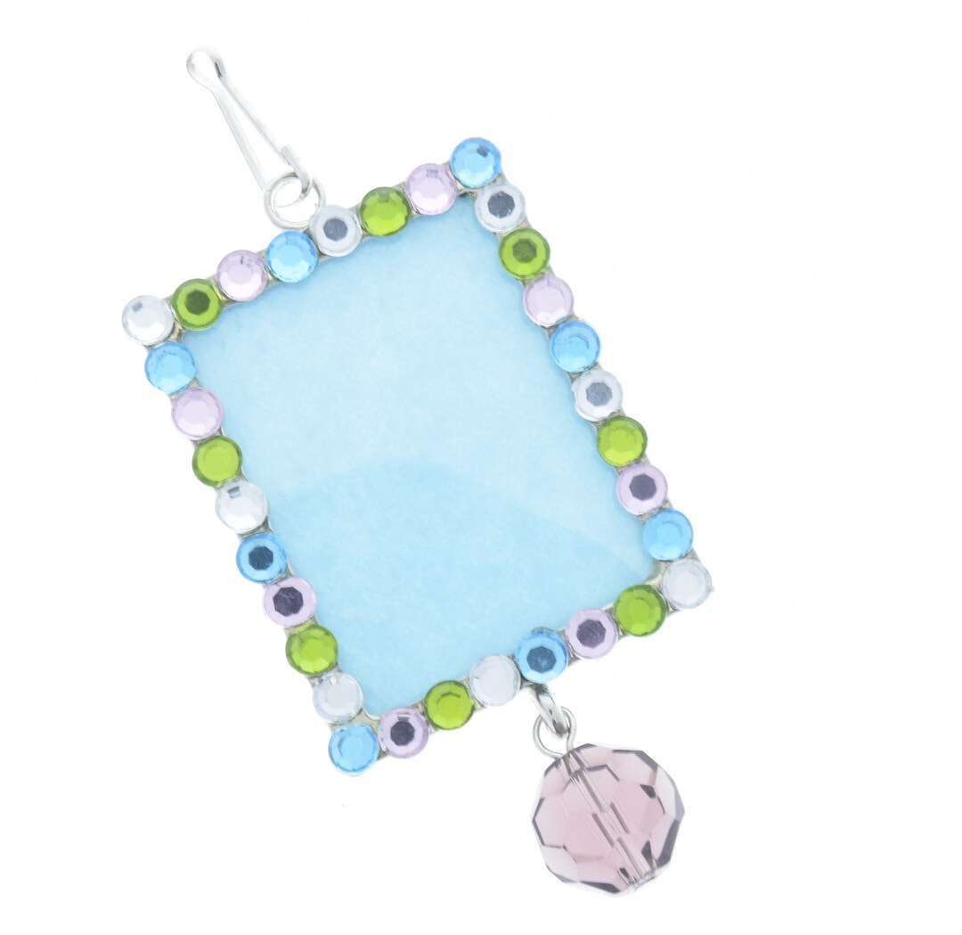 Multi Crystal Photo Frame Pendant, Add Your Own Art, 46mm X 36mm Silver ...