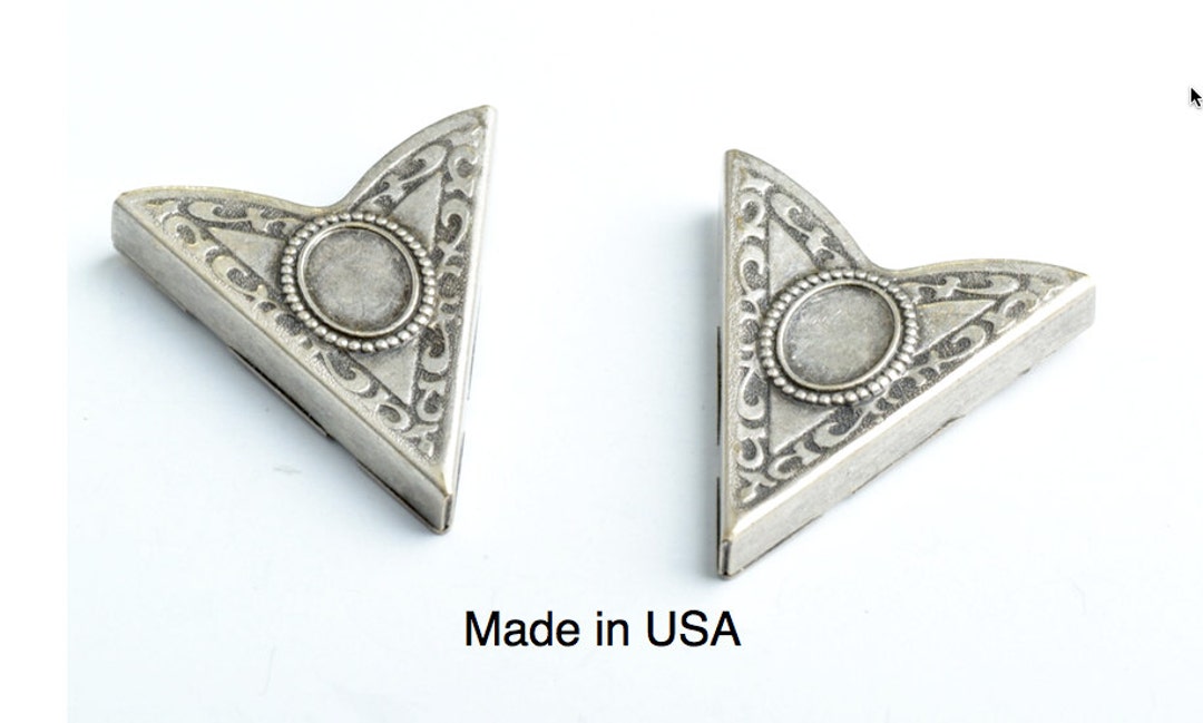 Western Collar Tip With 8x6mm Bezel, Antique Silver, Made in USA, Bulk ...