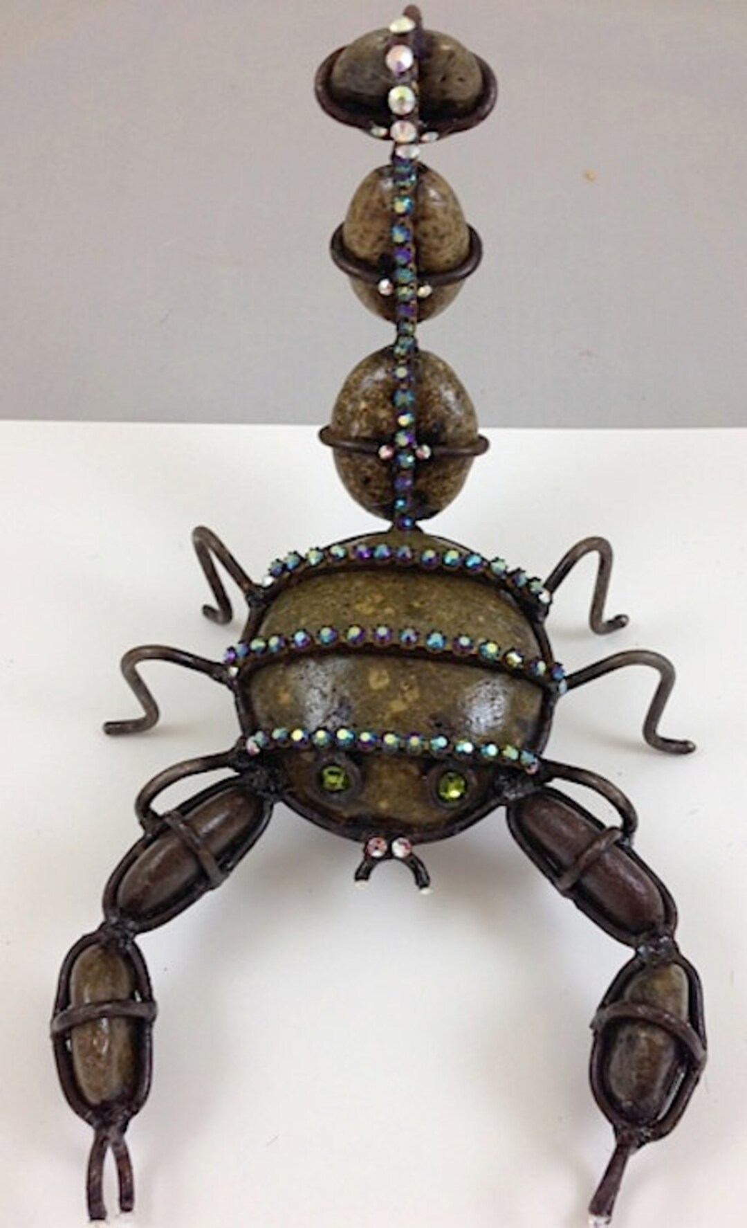 Scorpion Sculpture Figurine, Turquoise and Crystal With Copper Wire ...