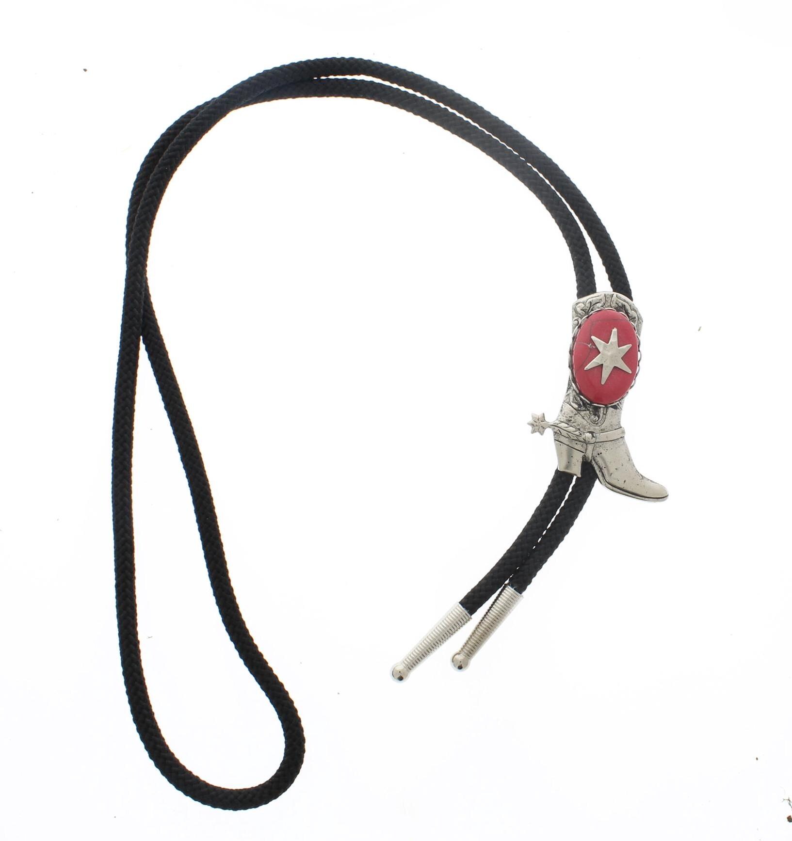 Cowboy Boot Bolo Tie With Red Stone, Made in USA, Each - Etsy