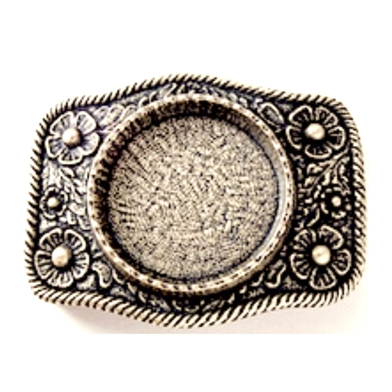 3.2" Silver Dollar Coin Bezel Belt Buckle Base, Verdigris Green Copper ...
