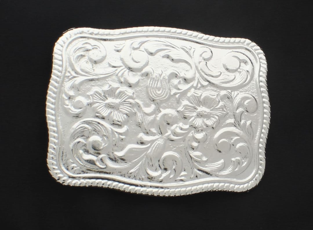 Floral Engraved Silver Belt Buckle, 1 Each - Etsy