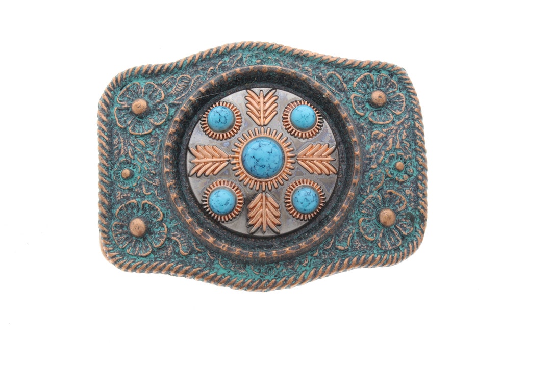 Turquoise Buckle, Antique Patina , Made in USA - Etsy