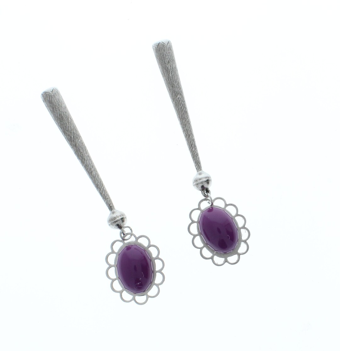 Purple Stone Cab Bolo Tips, Antique Silver Tip , Made in USA of Zinc ...