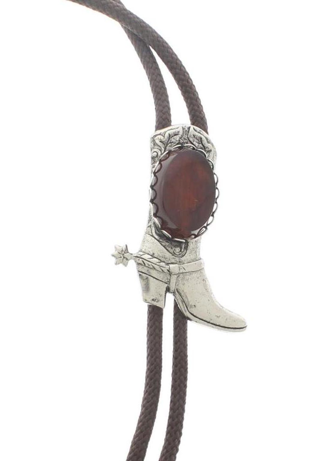 Cowboy Boot Bolo Tie With Amber Stone, Made in USA, Each - Etsy