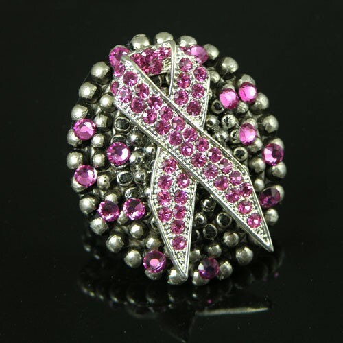 Pink Ribbon Breast Cancer Survivor Silver Stretch Ring Each - Etsy