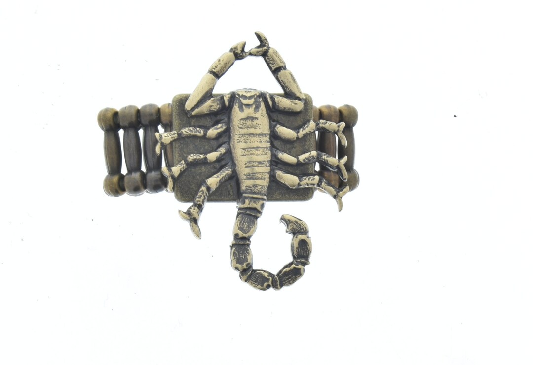 Scorpion Ring in Antique Gold, Made in USA, Comfort Stretch Size Fits ...