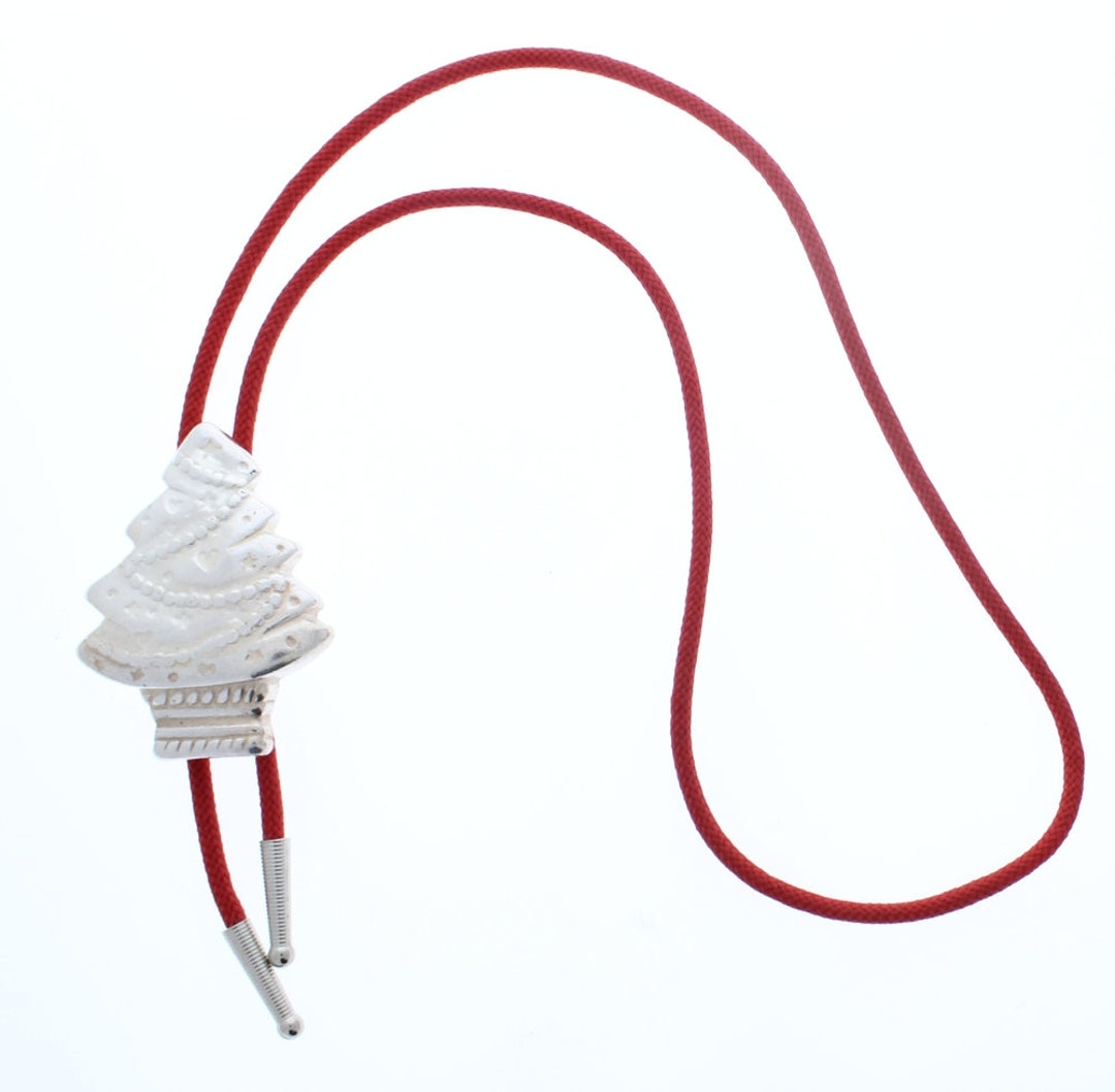 Christmas Tree Bolo Tie With Matching Tips, Antique Gold 36 Cord Red ...