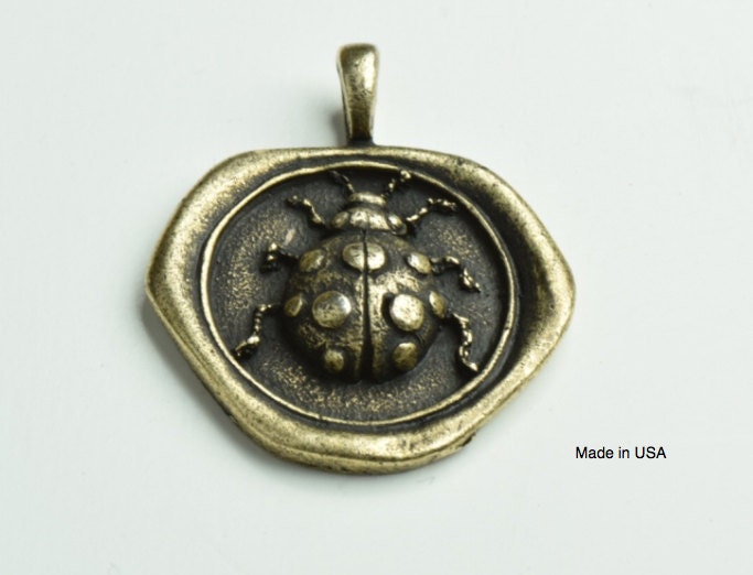 Wax Seal Bezel Pendant Ladybug in Center 40mm Ea - Etsy