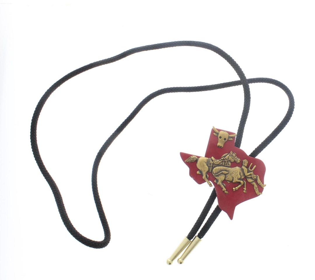 65mm X 71mm Red Texas Rodeo Bolo Tie – Cowboy & Longhorn Design, Made ...