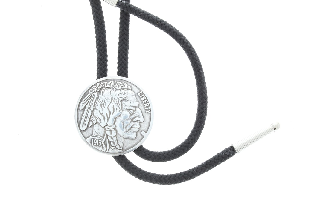 Western Bolo Tie, Antique Silver Indian Head Nickle Bolo, 1 Ea, Made in ...