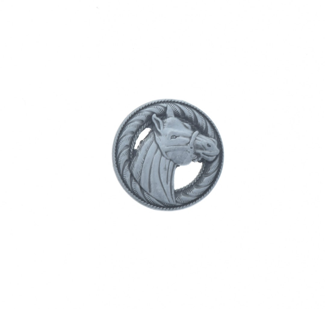 Horse Head Concho, Antique Silver or Antique Copper, 2 Facings, Screw ...