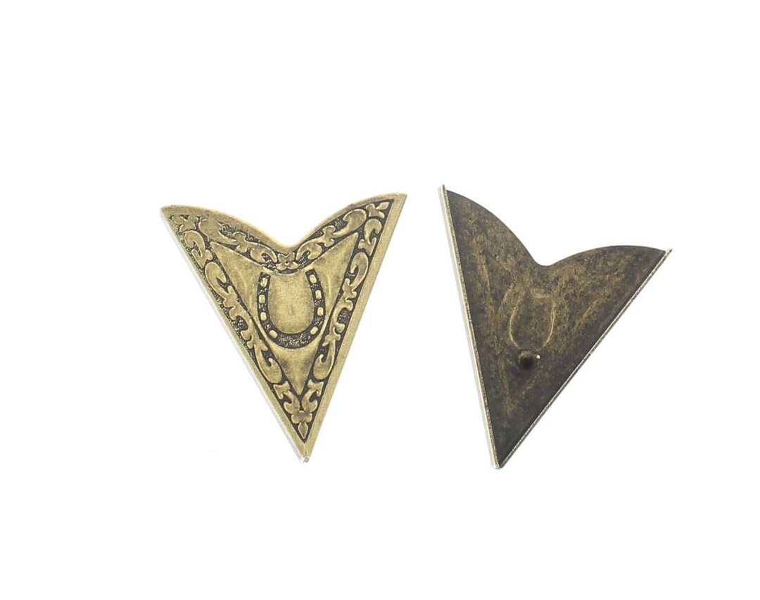 Collar Tip, 46mm X 40mm Collar Tip, Open in Back, Antique Gold, Bright ...