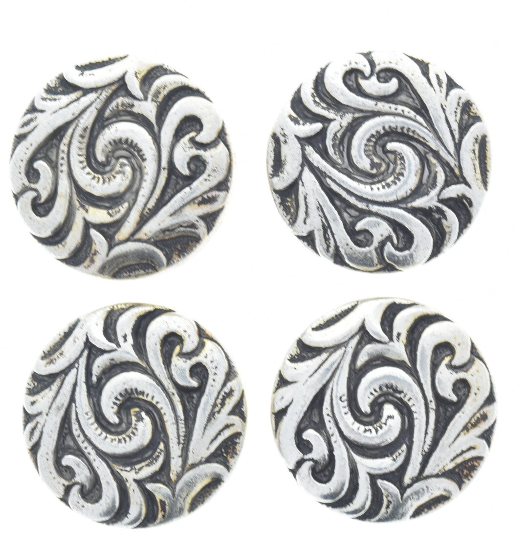 Button Covers, Swirl Round Design, Antique Silver Finish, 32mm, Made in ...