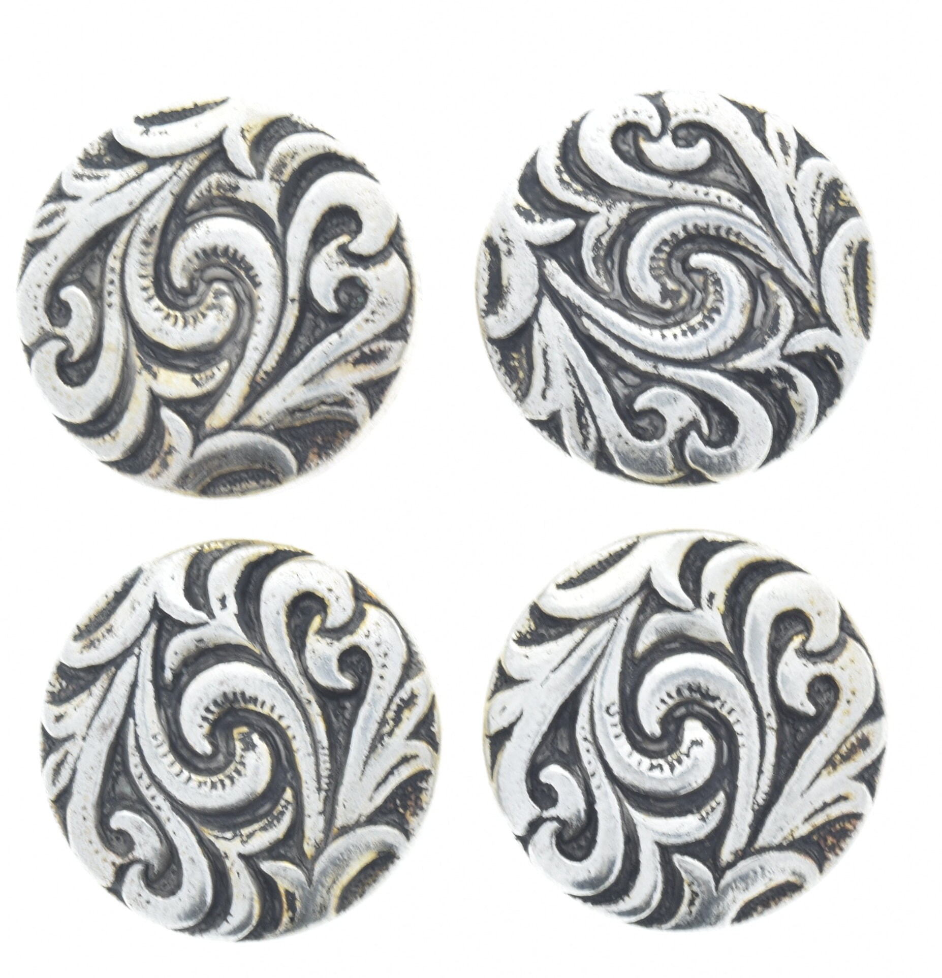 Button Covers, Swirl Round Design, Antique Silver Finish, 32mm, Made in ...