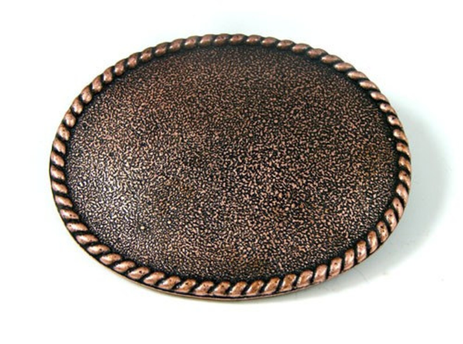 3.5" Belt Buckle Base, Oval Textured With Rope Edge and D Ring, Antique ...