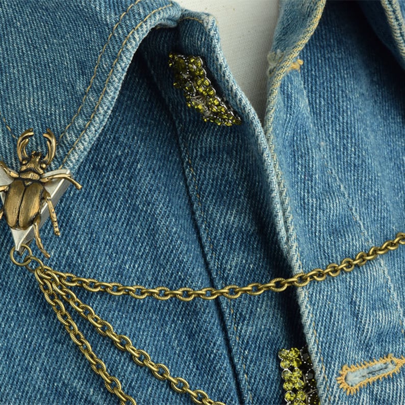 Beetle Bug Insect Collar Tip With Chaser Chain Necklace - Etsy