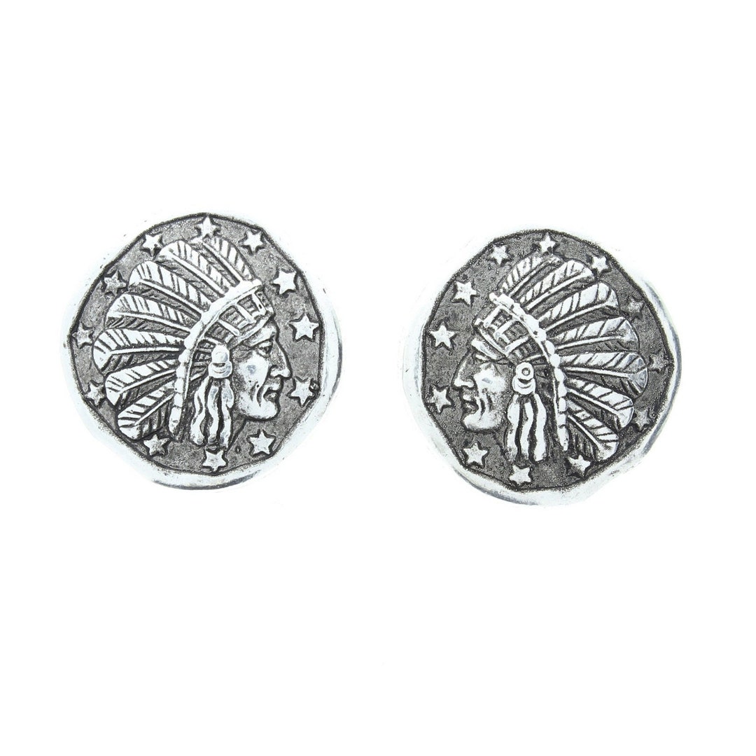 Native American Indian Chief Head Coin Medallion Beads, Double Side ...