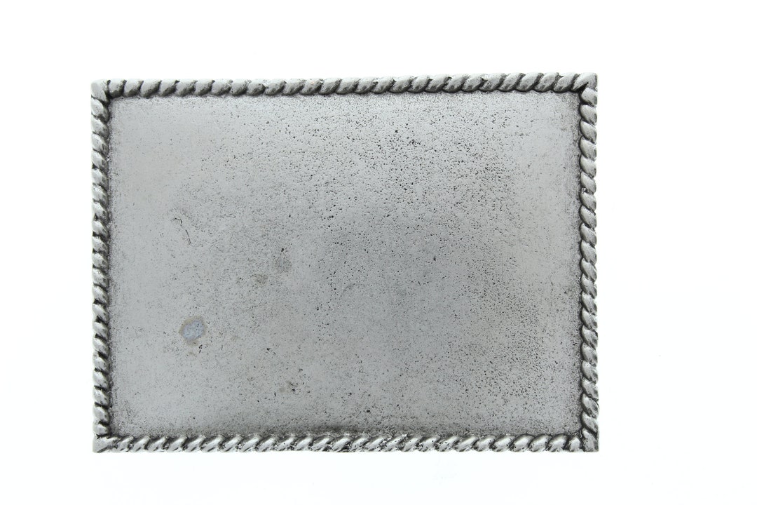 Belt Buckle Blank Base, Silver Rectangles, 3.5" , D Ring on Back, G326 ...