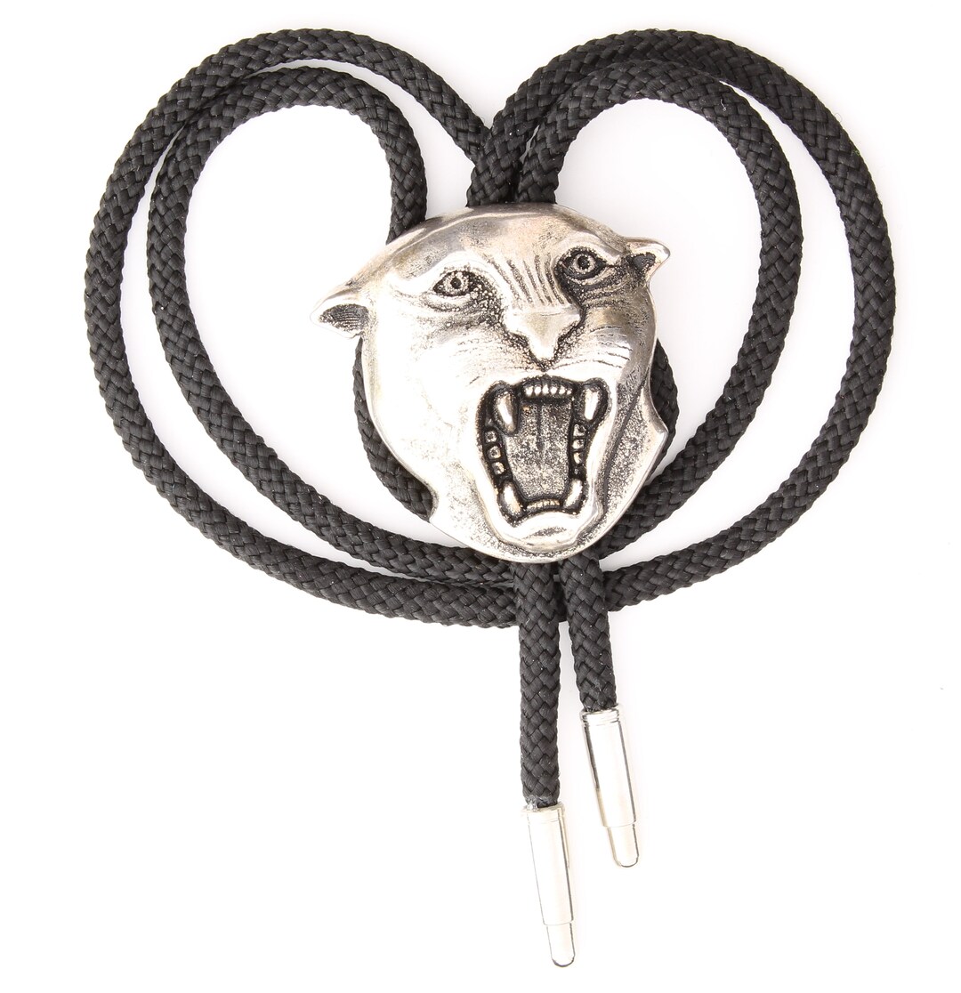 Panther Cougar Wildcat Bolo Tie, Antique Silver, Black or Red 36" Cord ...