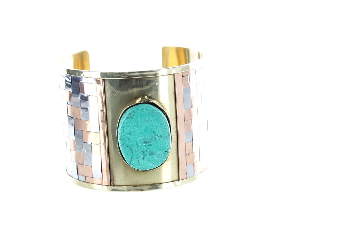 Basketweave Cuff, Handmade of Brass, Copper, Silver, With Large ...
