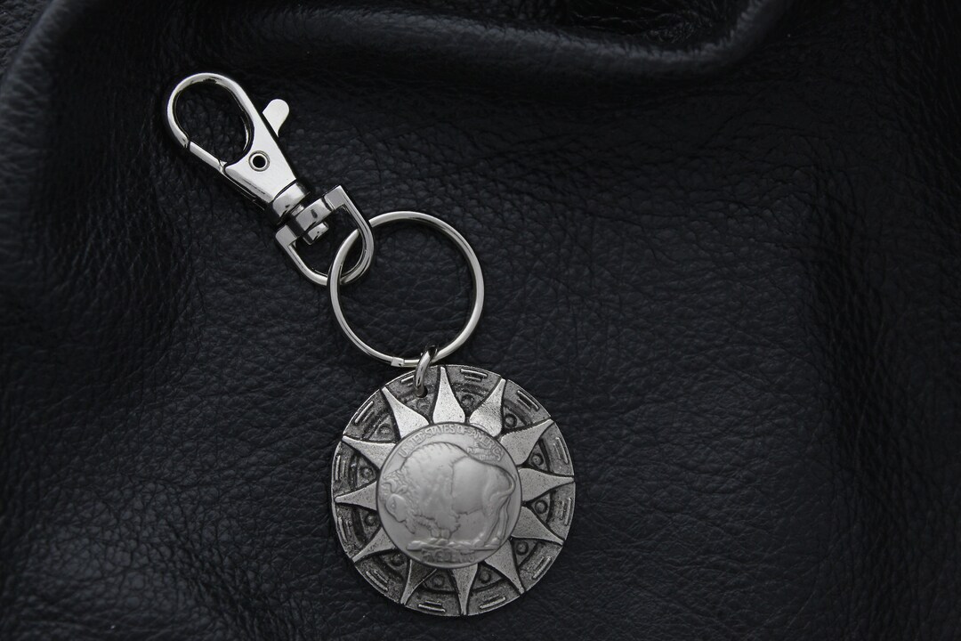 Buffalo Nickel Keychain or Lone Star Keychain in Antique Silver, Zinc ...
