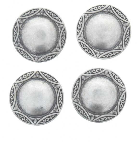 Vintage 30mm Button Covers Round engraved dome Set of 4 | Etsy