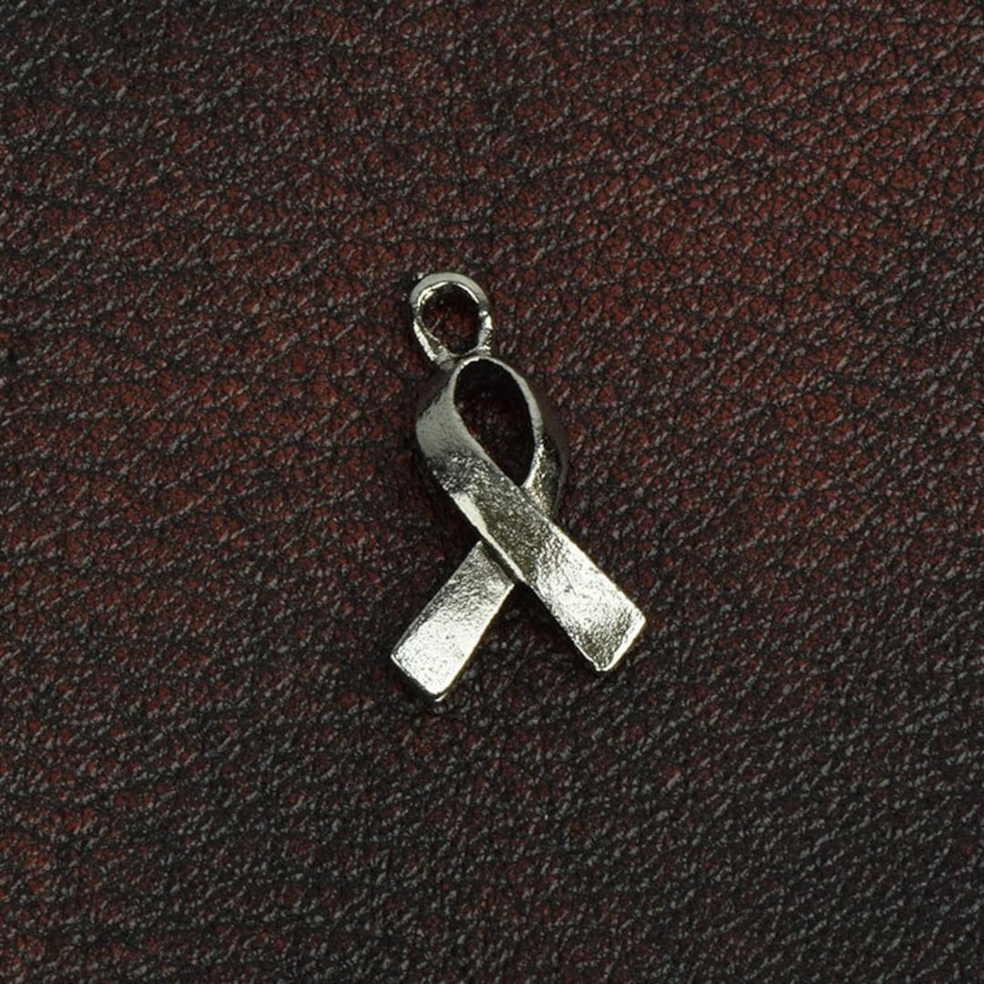Cancer Ribbon Bow Charm 22mm, Classic Silver, Cast Zinc, Made in USA ...