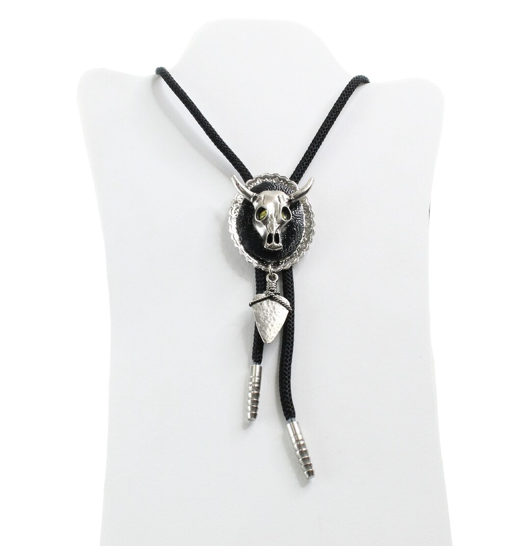 Skull Western Bolo Tie, Black Cord - Etsy