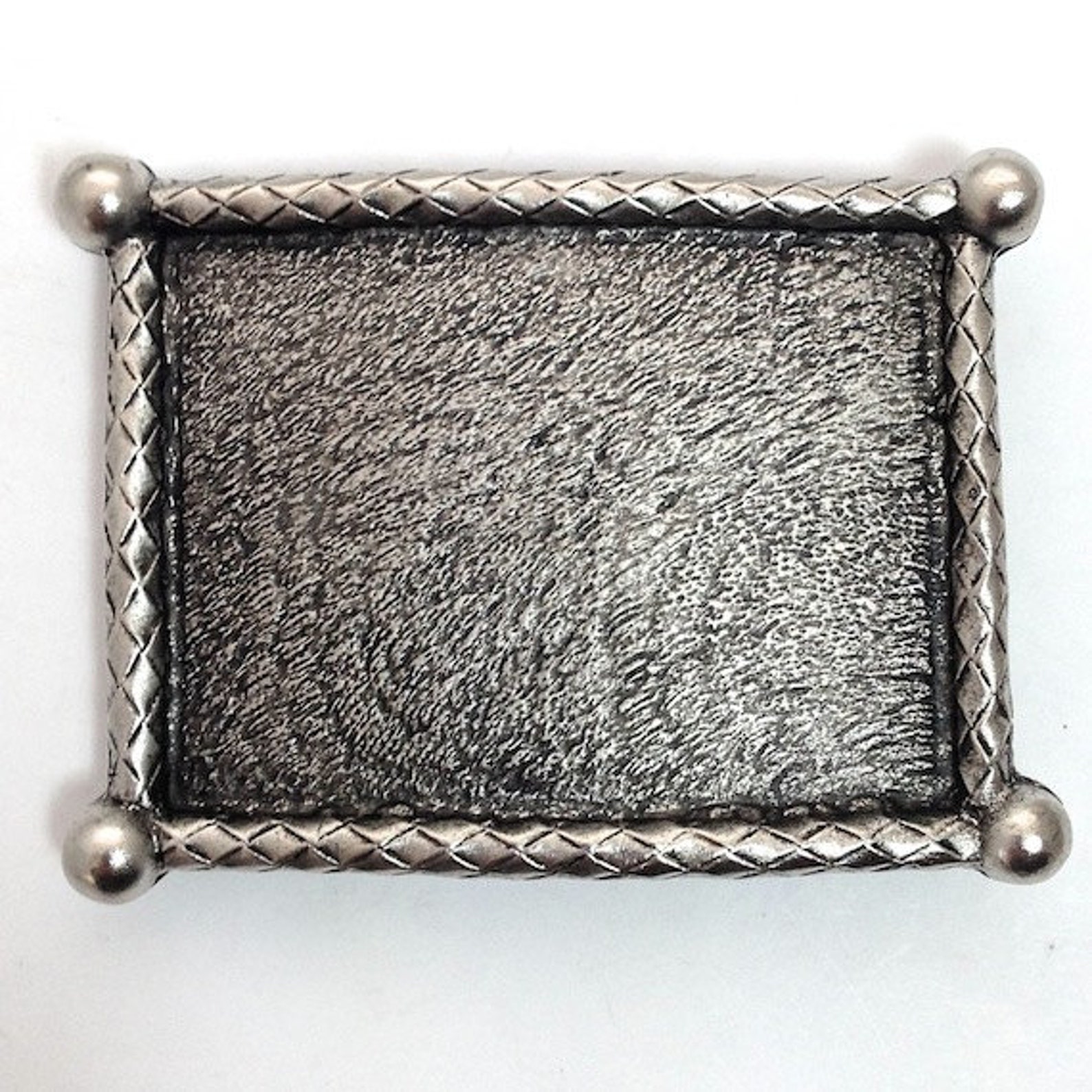 Braid Edge Belt Buckle, Rectangle, Antique Silver, Green Patina, Made ...