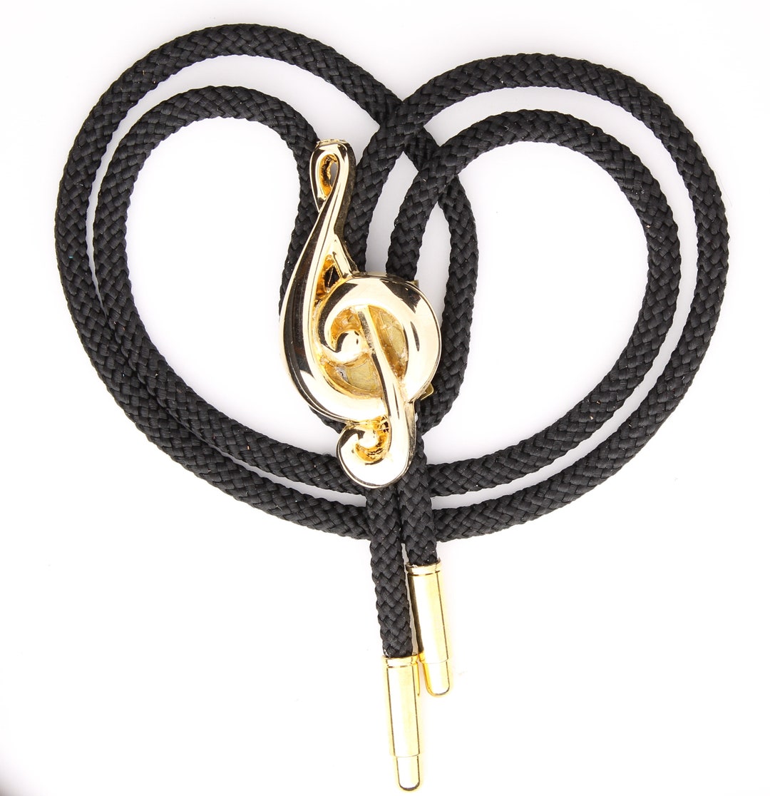 Treble Clef Music Bolo Tie With Gold Tips, Choose Black, Red, Turquoise ...