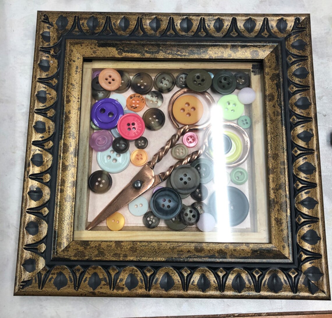 Seamstress Shadow Box Frame Wall Decor With Buttons and - Etsy