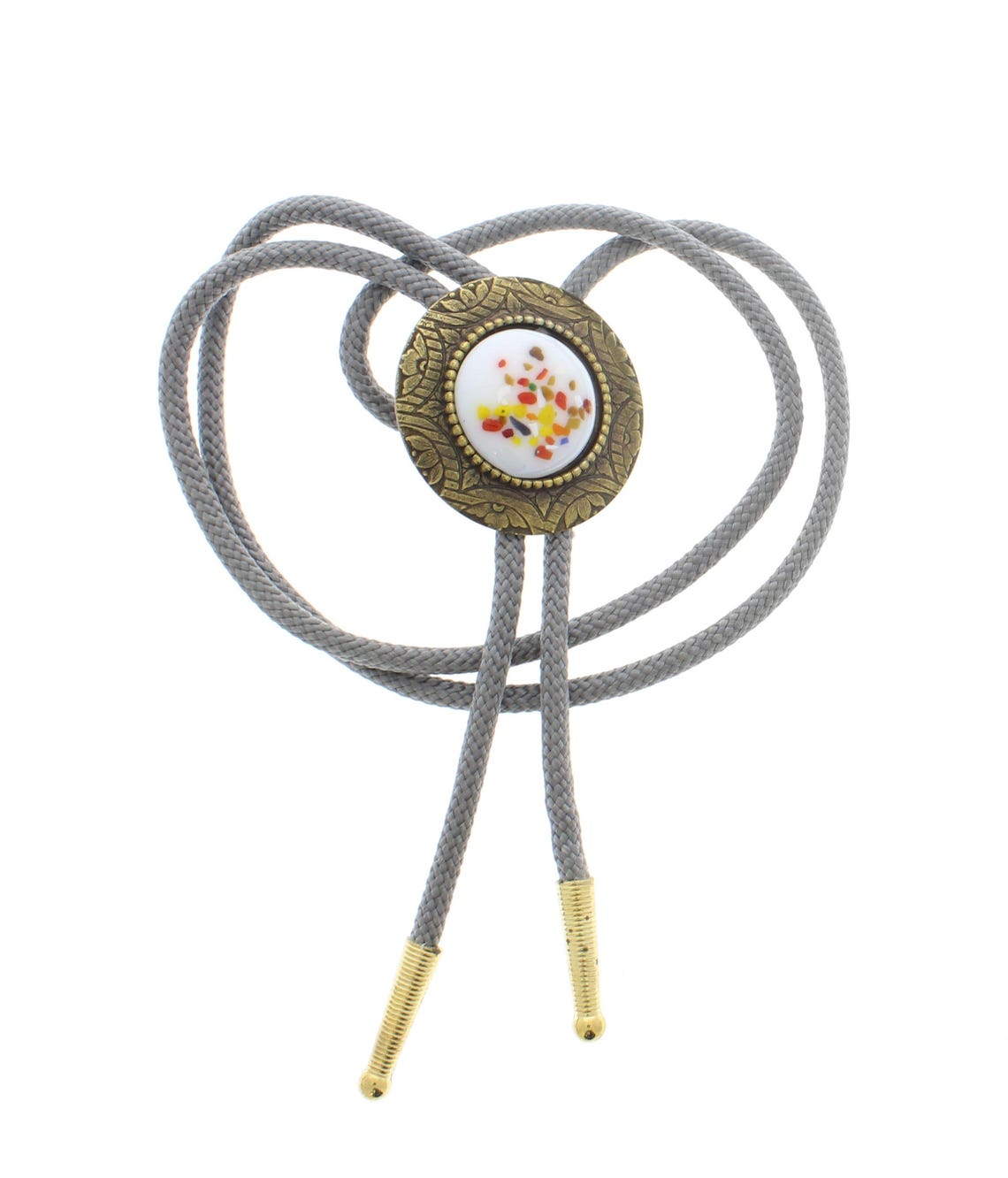 42mm Antique Gold Bolo Tie With Glass Stone, 36