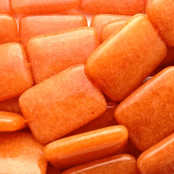 25mm Orange Jade Beads 25x18mm Cushion Rectangle | Etsy