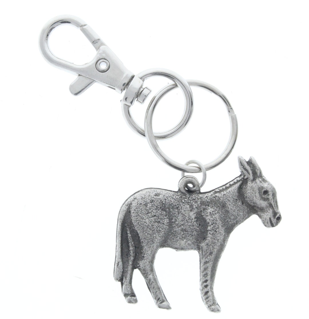 Donkey Keychain, Silver Zinc Cast and Plated, Handmade in USA, Each - Etsy