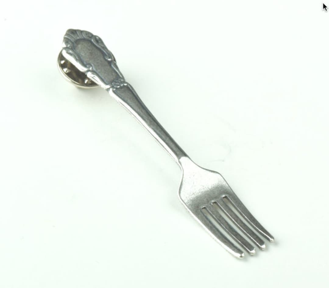 Keep Your Fork" Lapel Pin, the Best is yet to Come," Antique Silver ...