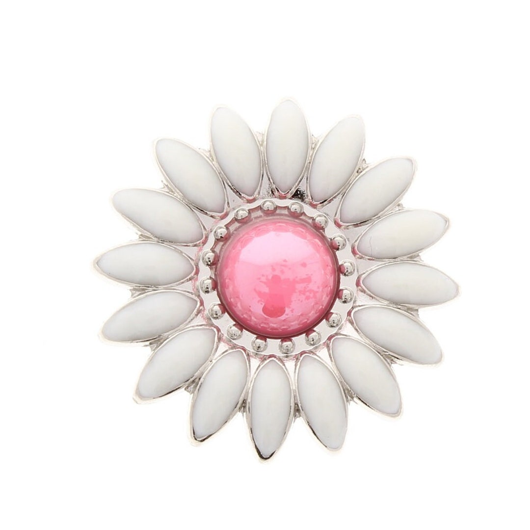 Daisy Concho 1.25 Inch Screw On, White With Pink Enamel, Sold by Each ...