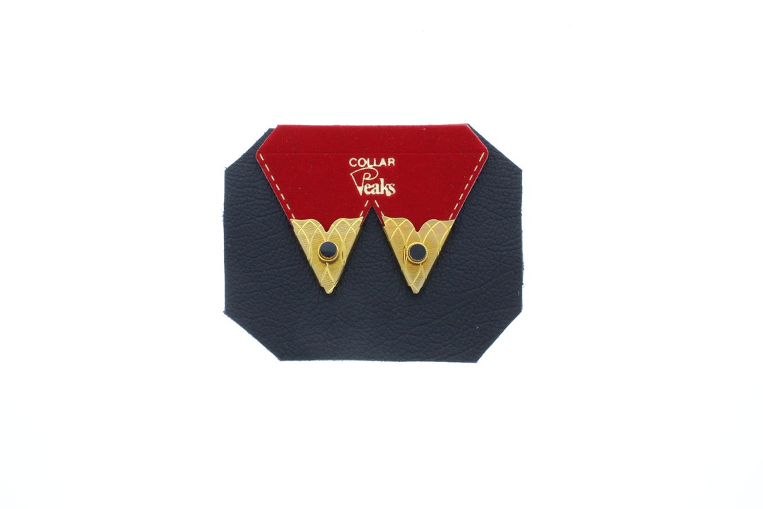 Vintage Collar Tips, 25mm Long X 18mm, Gold Plated, With Black Bead ...