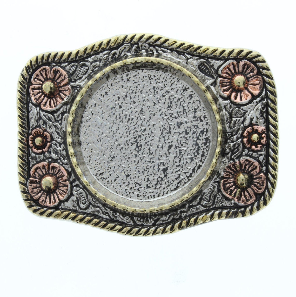 3.2" Silver Dollar Coin Belt Buckle Base, 46mm Round Bezel, Rustic ...