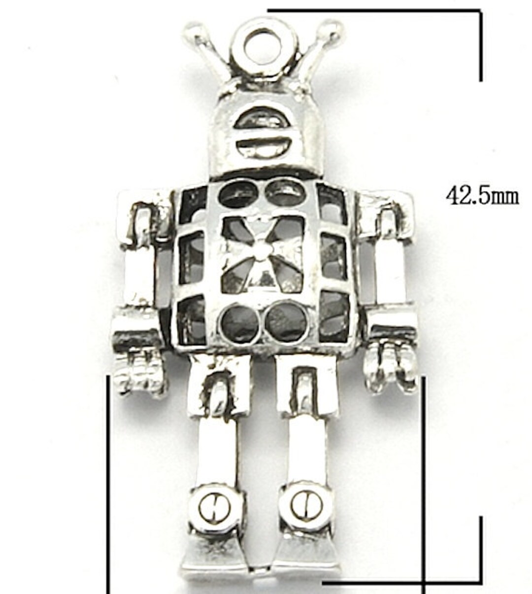 Robot Charms With Movable Arms, Classic Silver, Pack of 3 - Etsy