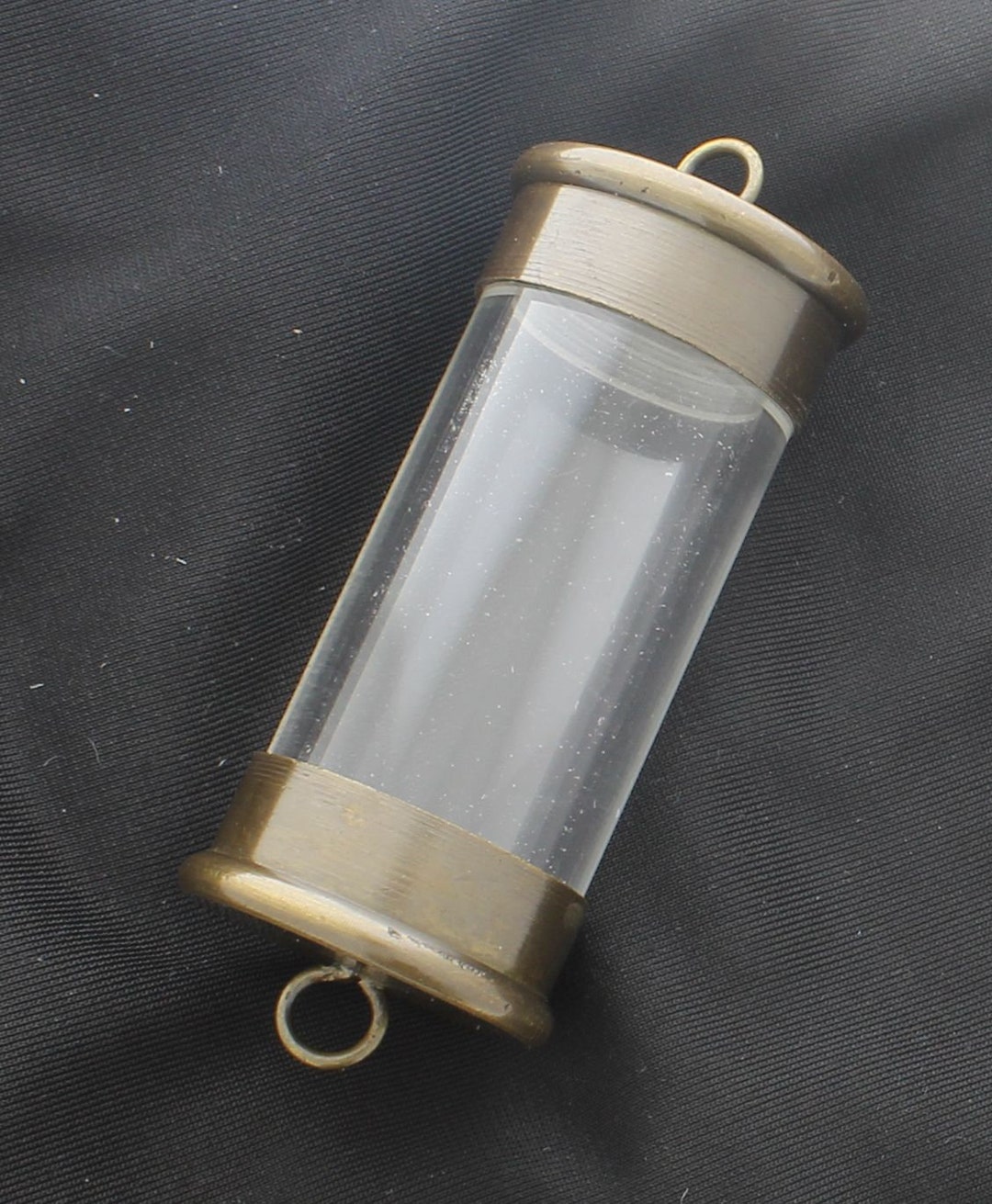 Memory Capsule Pendant, 2 1/3", J143BR, Antique Brass Gold Caps, Plexi ...