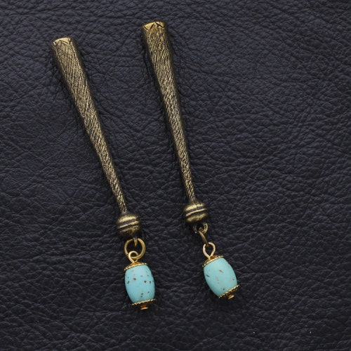 Turquoise Bolo Tips Antique Silver Made in USA of Zinc Set - Etsy