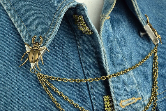 Beetle Bug Insect Collar Tip With Chaser Chain Necklace - Etsy