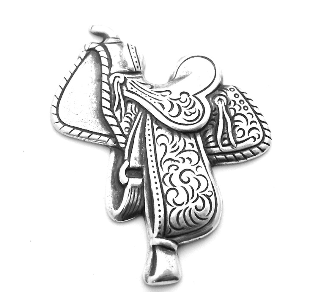 40mm Tooled Western Saddle Stamping for Pendant or Charm, Classic ...