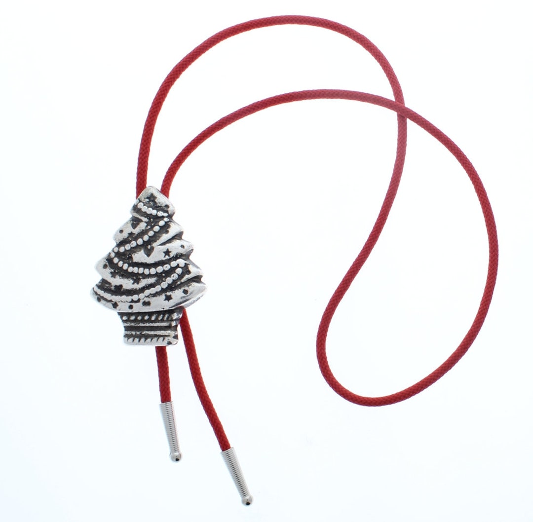 Christmas Tree Bolo Tie With Matching Tips, Antique Silver , 36 Cord ...