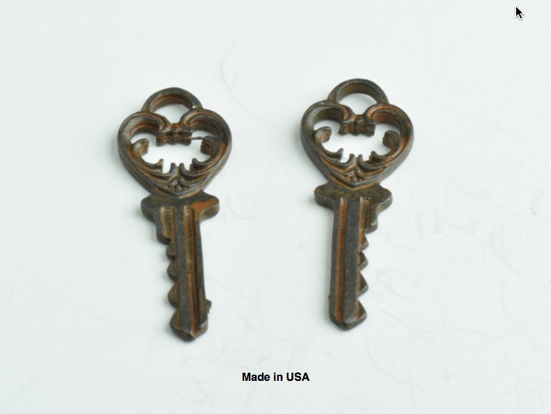 Filigree Key Charm Pendants, 42mm Rustic Brown Finish, Made in USA ...