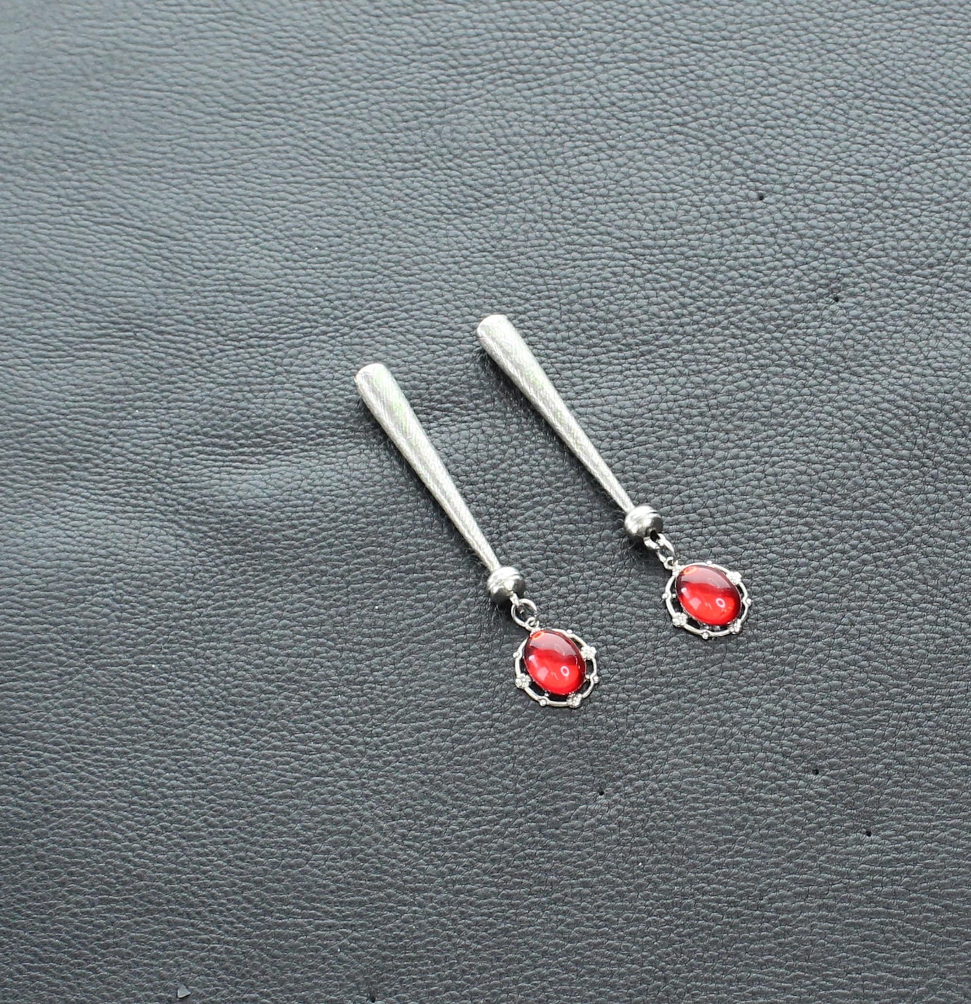 Red Stone Drop , Acrylic Stone 14mm X 10mm Bolo Tips, Antique Silver ...